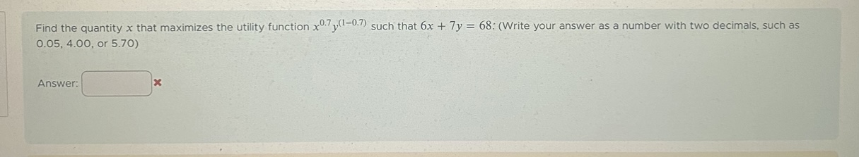 Solved Find the quantity x ﻿that maximizes the utility | Chegg.com