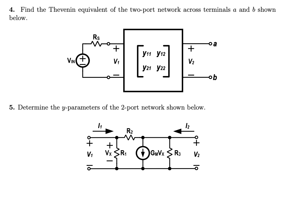 Solved 4. Find the Thevenin equivalent of the two-port | Chegg.com