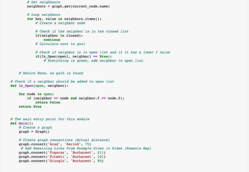 write code in python. We have to write the A star | Chegg.com