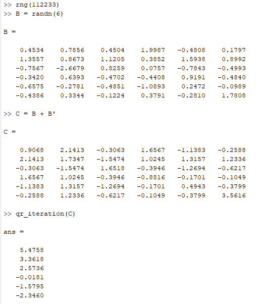 Solved Interpret the results of qr_iteration(A) and | Chegg.com
