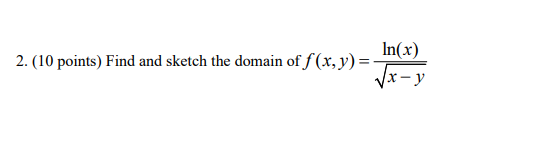 Solved 2. (10 points) Find and sketch the domain of | Chegg.com