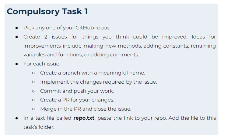 Solved Compulsory Task 1 - Pick any one of your GitHub | Chegg.com