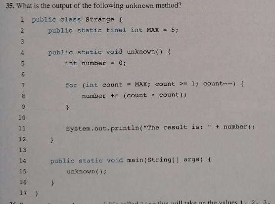 Solved What is the output of the following unknown method?1 | Chegg.com