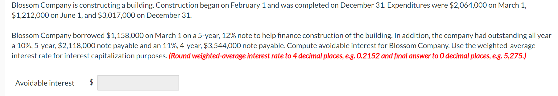 Solved Blossom Company is constructing a building. | Chegg.com