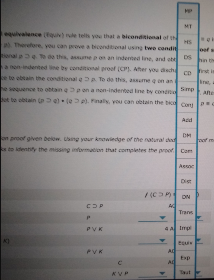 Solved One version of the material equivalence (Equiv) rule | Chegg.com