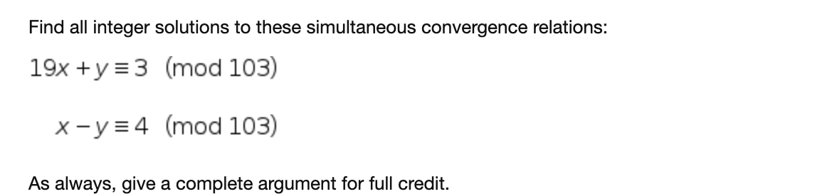 Solved Find all integer solutions to these simultaneous | Chegg.com