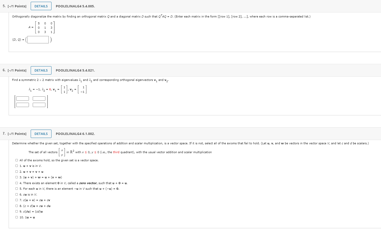Solved 5. (-/1 Points) DETAILS POOLELINALG4 5.4.005. | Chegg.com