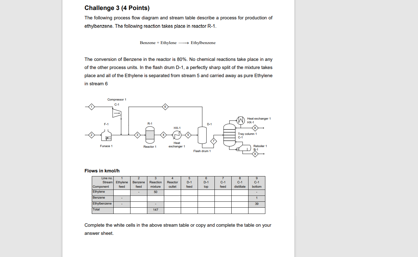 Challenge 3 (4 points) The following process flow | Chegg.com