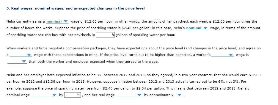 Solved 5. Real wages, nominal wages, and unexpected changes | Chegg.com