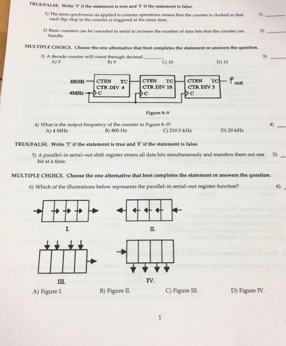 Solved TRUE/FALSE. Write T if the statement is true and F if | Chegg.com