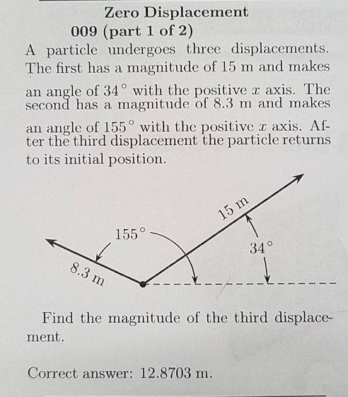 Solved Zero Displacement 009 (part 1 of 2) A particle | Chegg.com