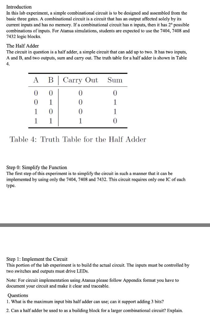 Solved The 7404, 7408 and 7432 Integrated Circuits In this | Chegg.com