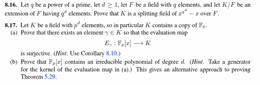 8.16. Let q be a power of a prime, let d≥1, let F be | Chegg.com