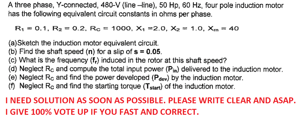 Solved A three phase, Y-connected, 480-V (line-line), 50 Hp, | Chegg.com