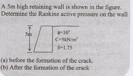 Solved A 5m high retaining wall is shown in the figure. | Chegg.com