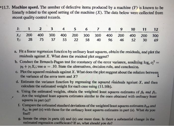 Solved *11.7. Machine speed. The number of defective items | Chegg.com