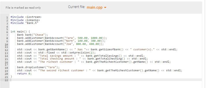 Solved Please edit the code in bankaccount.cpp to meet the | Chegg.com