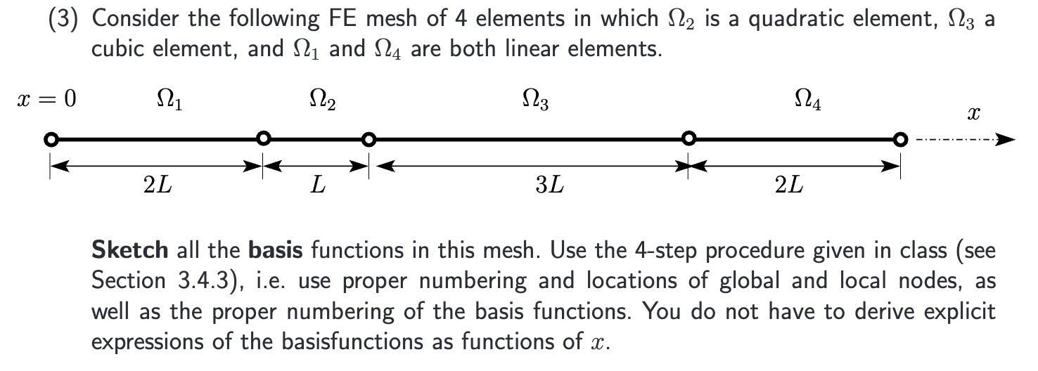 Solved (3) Consider the following FE mesh of 4 elements in | Chegg.com