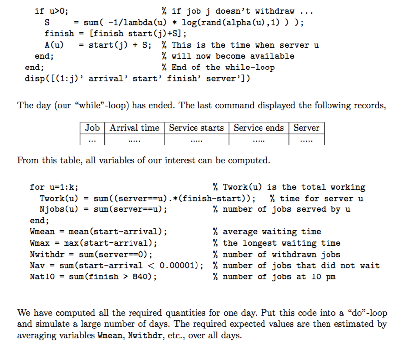 Example: simulation of a multiserver queuing system | Chegg.com