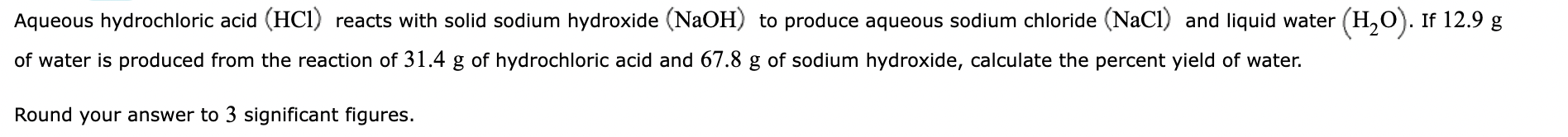[Solved]: Aqueous hydrochloric acid ( ( mathrm{HCl}) ) r