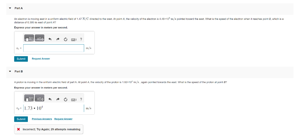 Solved A proton is moving in the uniform electric field of | Chegg.com