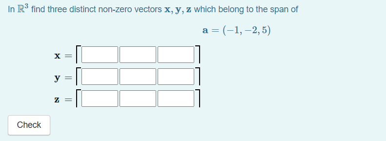 Solved In R3 find three distinct non-zero vectors x, y, z | Chegg.com