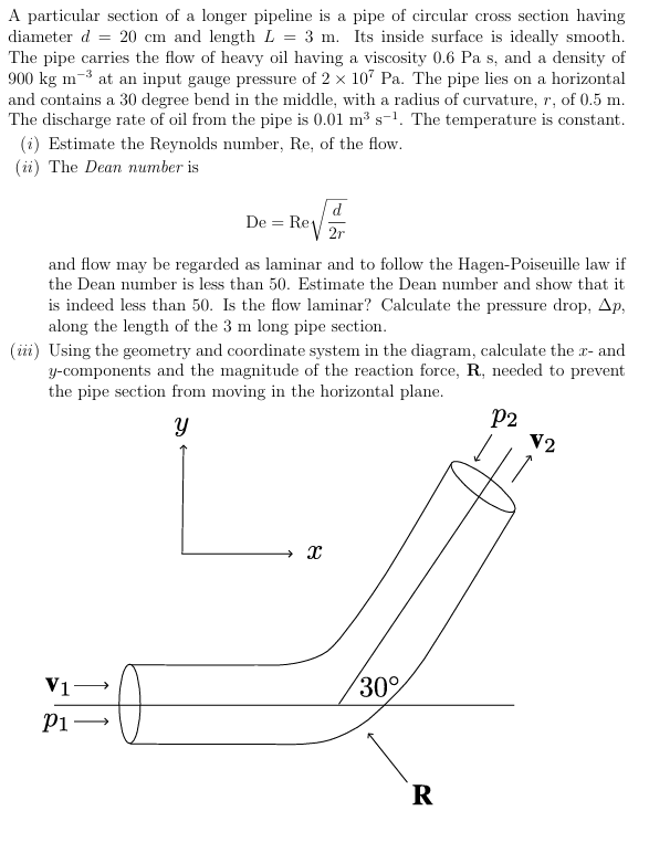 Solved A particular section of a longer pipeline is a pipe | Chegg.com