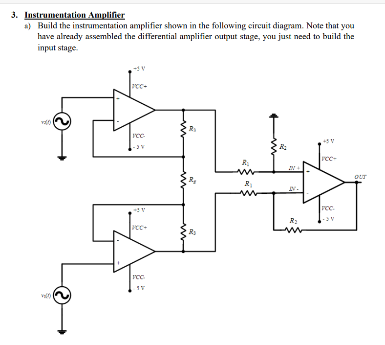 Solved Instrumentation Amplifier a) Build the | Chegg.com Solved Instrumentation Amplifier a) Build the | Chegg.com