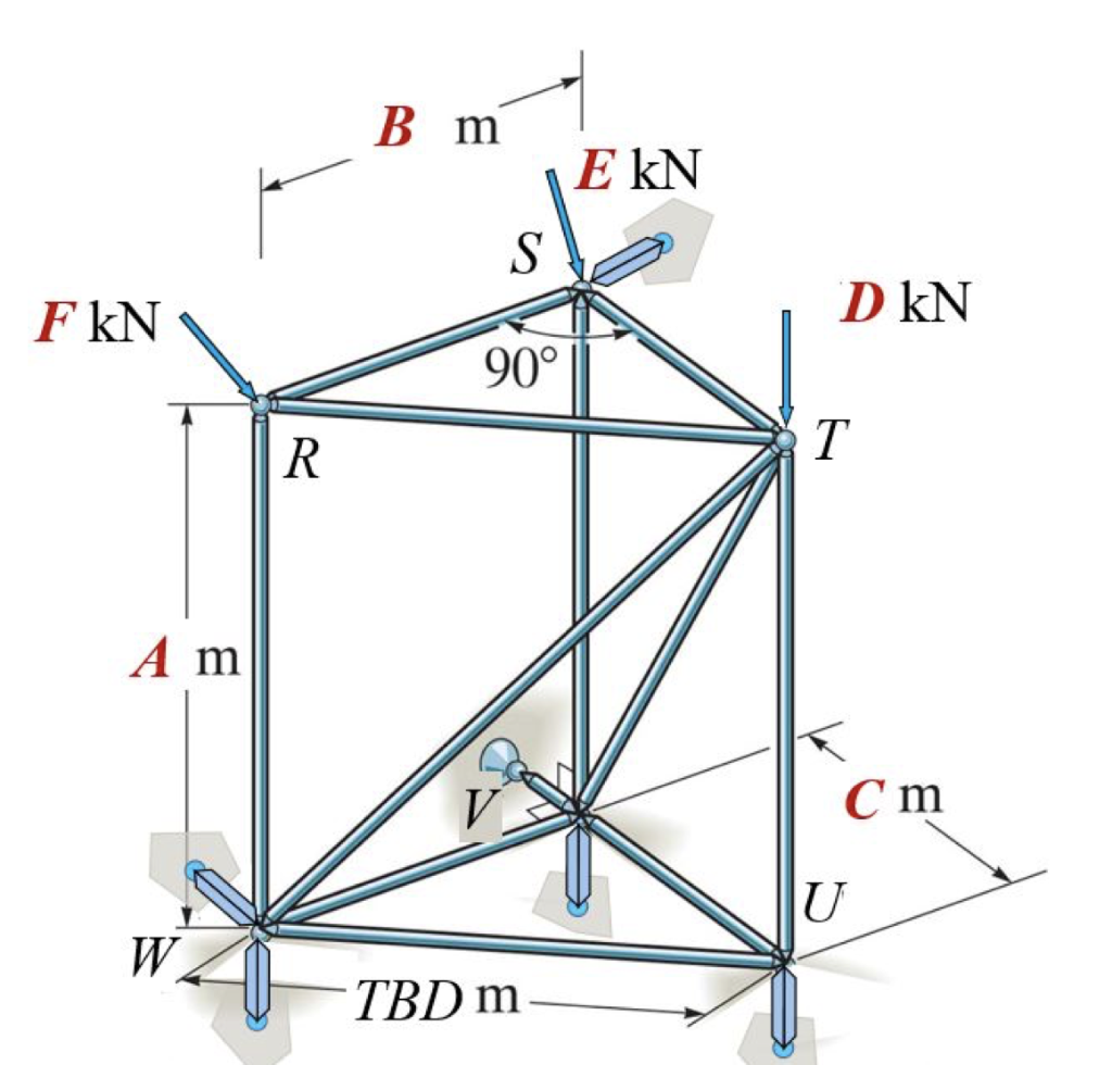 The three-dimensional space frame held by 6 external | Chegg.com