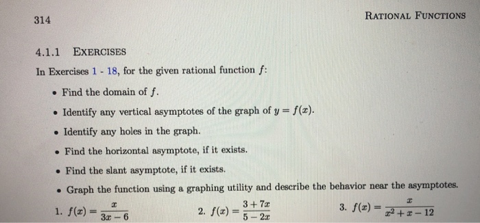 Solved 314 RATIONAL FUNCTIONS 4.1.1 EXERCISES In Exercises 1 | Chegg.com