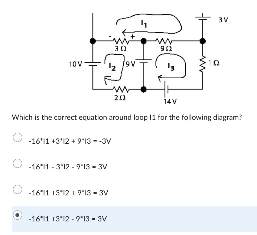 Solved Which is ﻿the correct equation around loop I1 ﻿for | Chegg.com