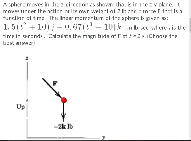 Solved A sphere moves in the z-direction as shown, that is | Chegg.com