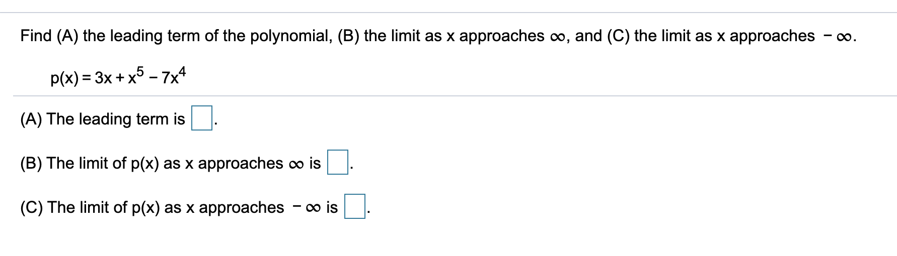 Solved Find (A) the leading term of the polynomial, (B) the | Chegg.com