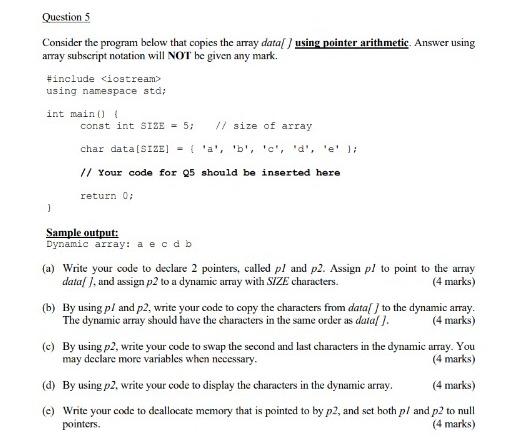 Solved Questions Consider the program below that copies the | Chegg.com