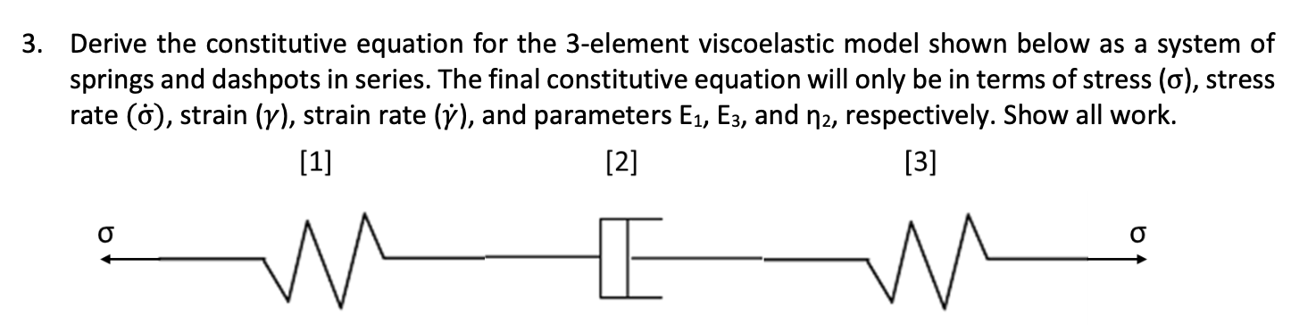 Solved 3. Derive the constitutive equation for the 3-element | Chegg.com