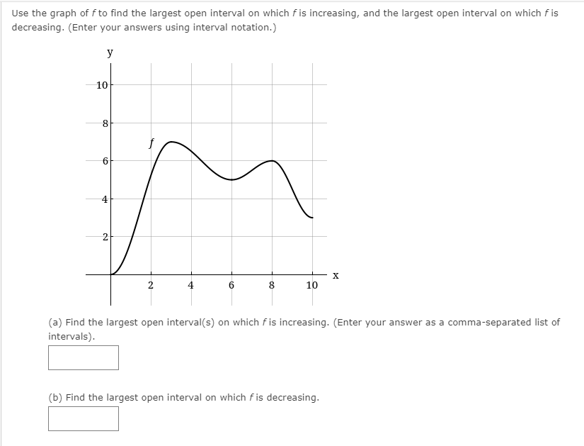 Solved Use the graph off to find the largest open interval | Chegg.com