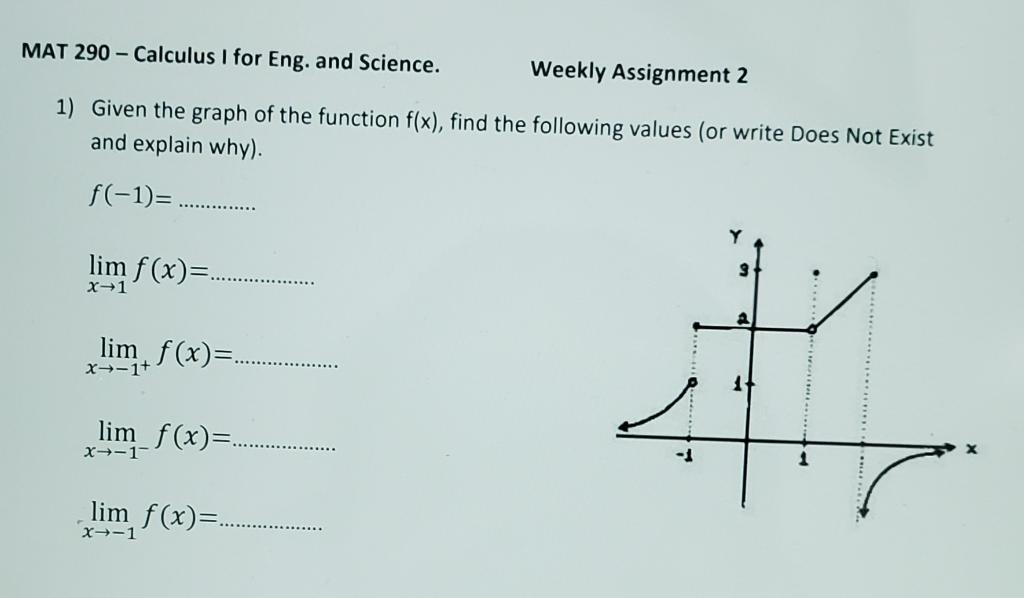 Solved MAT 290 - Calculus I for Eng. and Science. Weekly | Chegg.com