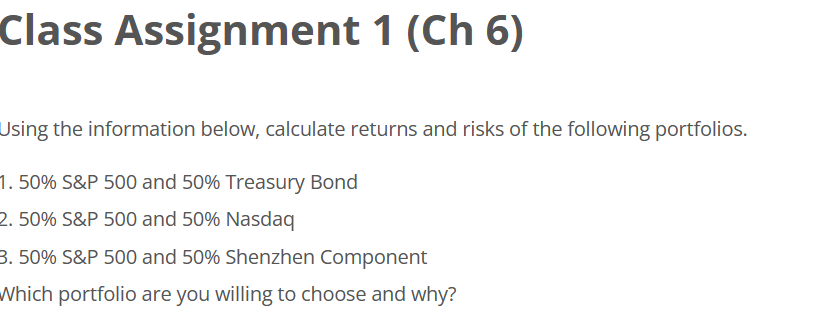 Class Assignment 1 (Ch 6) Using the information | Chegg.com