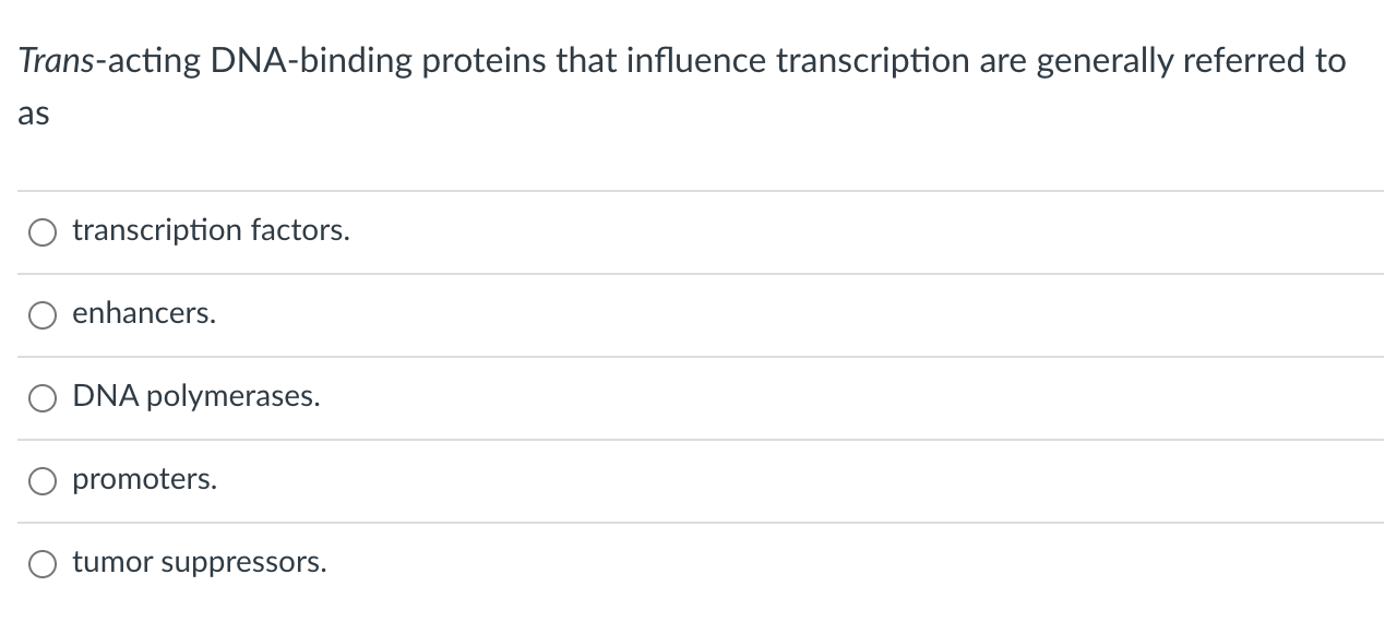 Solved Trans-acting DNA-binding proteins that influence | Chegg.com