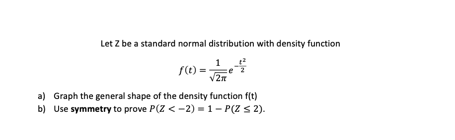 Solved Let Z be a standard normal distribution with density | Chegg.com