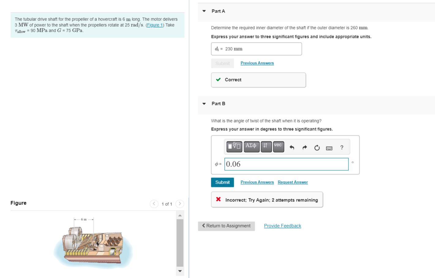 Solved The tubular drive shaft for the propeller of a | Chegg.com