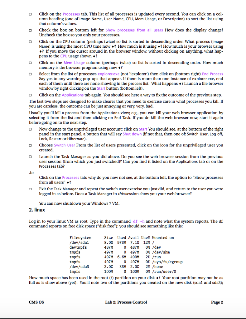 Solved Lab 2: Process Control A brief note about tyPllow for | Chegg.com