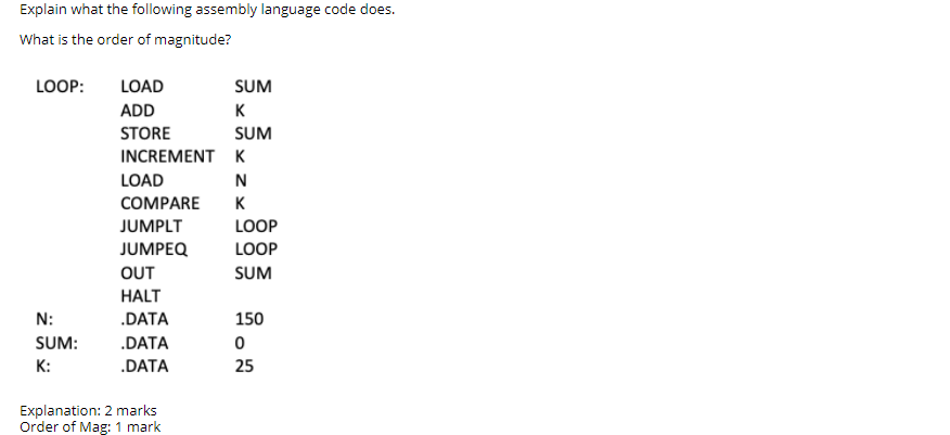Solved Explain what the following assembly language code | Chegg.com