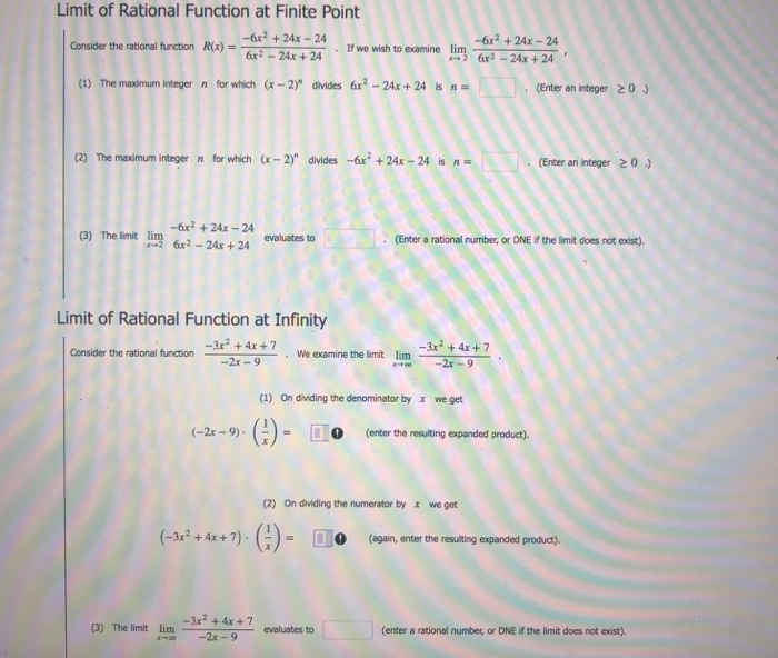 Solved Limit of Rational Function at Finite Point | Chegg.com