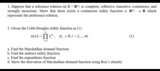1. Suppose that a reference relation on X=R": is | Chegg.com