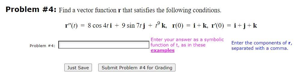 Solved Problem #4: Find a vector function r that satisfies | Chegg.com