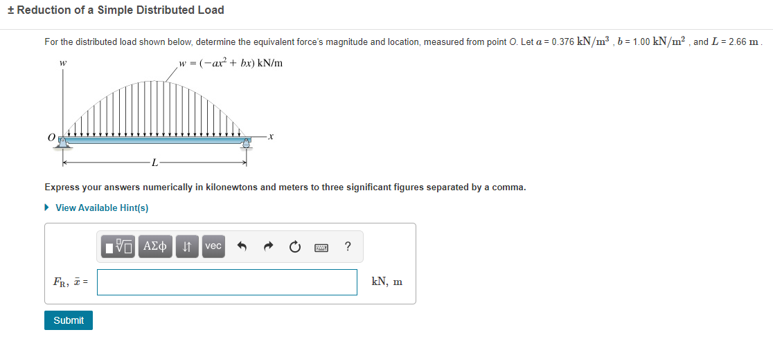 Solved + Reduction of a Simple Distributed Load For the | Chegg.com