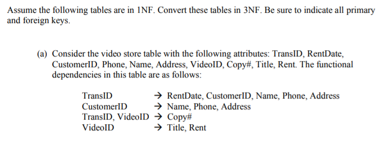 Solved Assume the following tables are in INF. Convert these | Chegg.com
