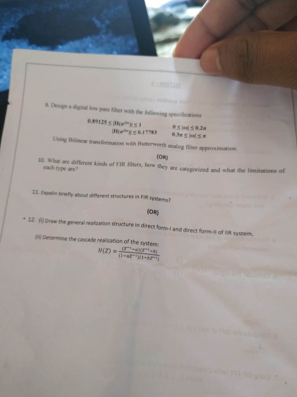 Solved 9. Design a digital low pass filter with the | Chegg.com