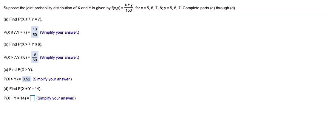 Solved Suppose the joint probability distribution of X and Y | Chegg.com